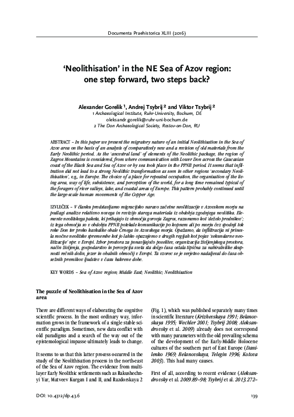 (PDF) ‘Neolithisation’ in the NE Sea of Azov region: one step forward ...