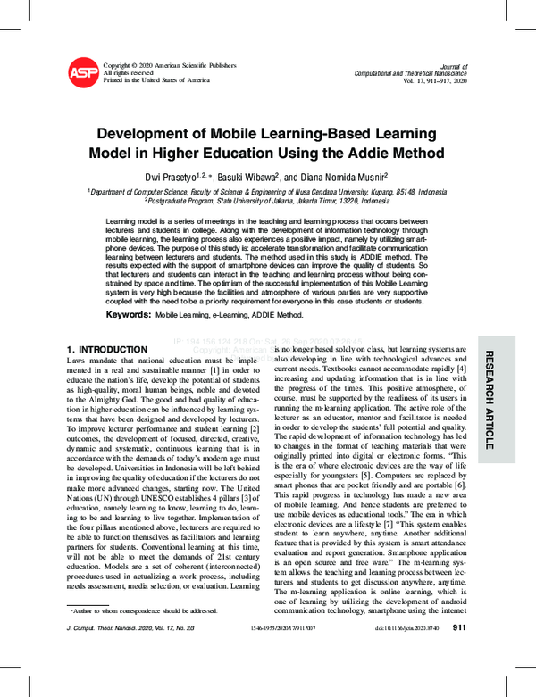 (PDF) Development of Mobile Learning-Based Learning Model in Higher ...