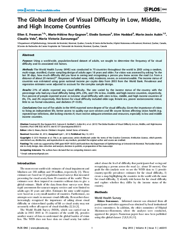 (PDF) The Global Burden of Visual Difficulty in Low, Middle, and High ...