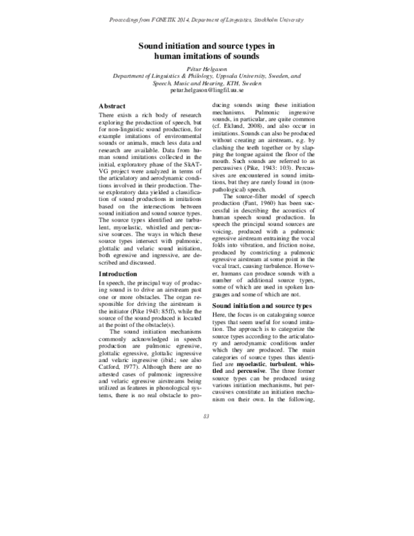 (PDF) Sound initiation and source types in human imitations of sounds