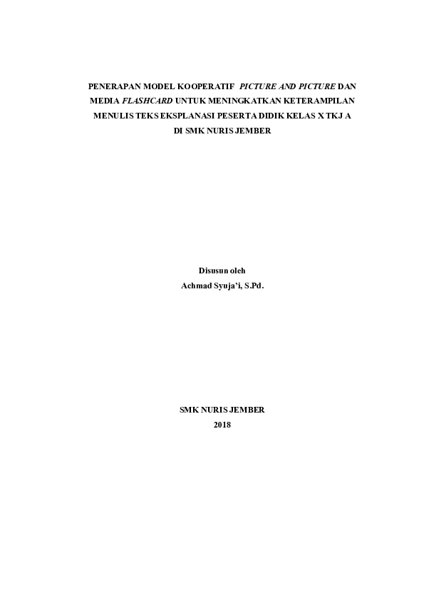 (DOC) PENERAPAN MODEL KOOPERATIF PICTURE AND PICTURE DAN MEDIA ...