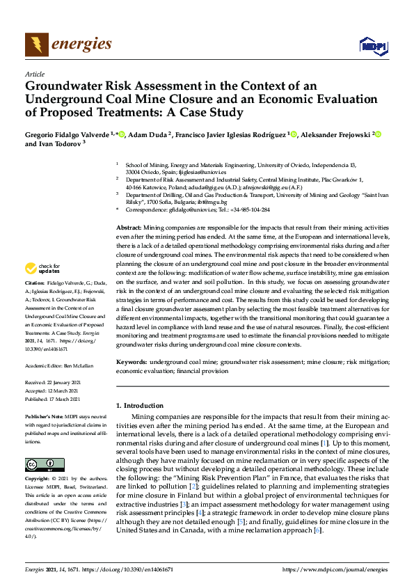 (PDF) Groundwater Risk Assessment in the Context of an Underground Coal ...