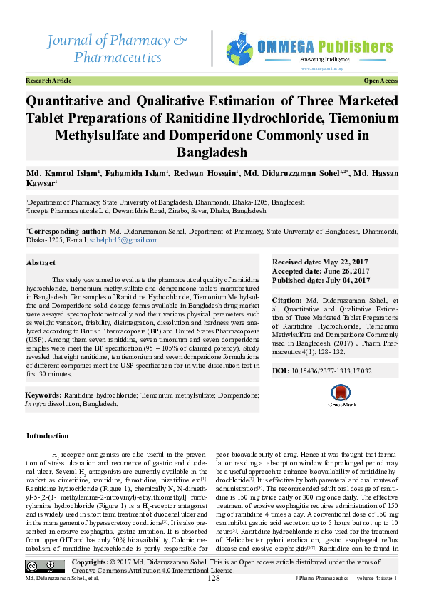 (PDF) Quantitative and Qualitative Estimation of Three Marketed Tablet ...