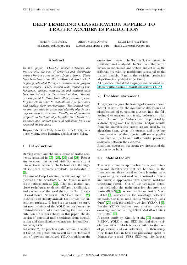 Pdf Deep Learning Classification Applied To Traffic Accidents Prediction Richard Coll