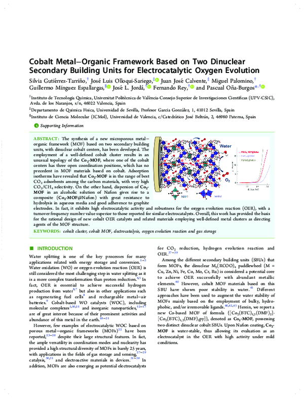 (PDF) Cobalt Metal–Organic Framework Based on Two Dinuclear Secondary Building Units for ...