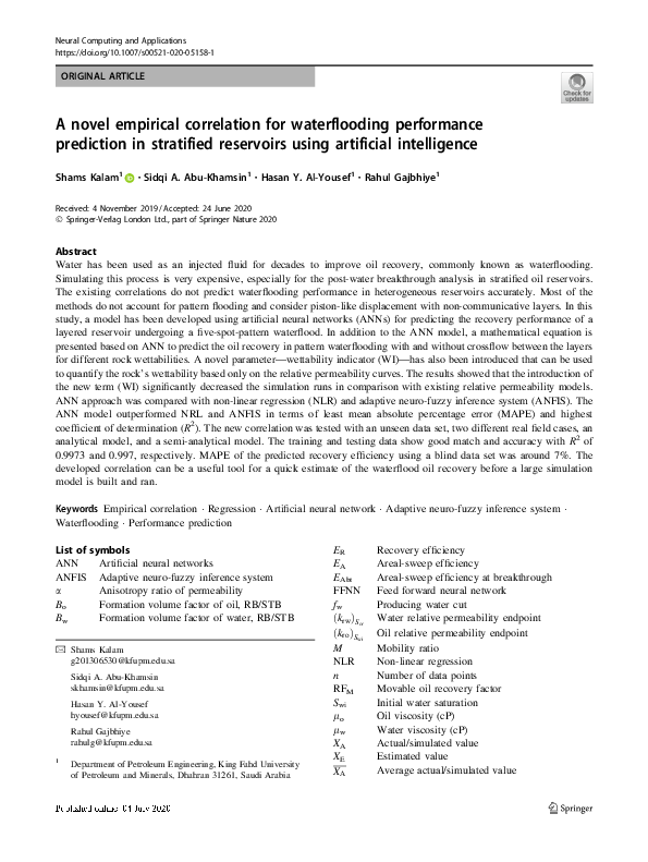 (PDF) A novel empirical correlation for waterflooding performance prediction in stratified ...