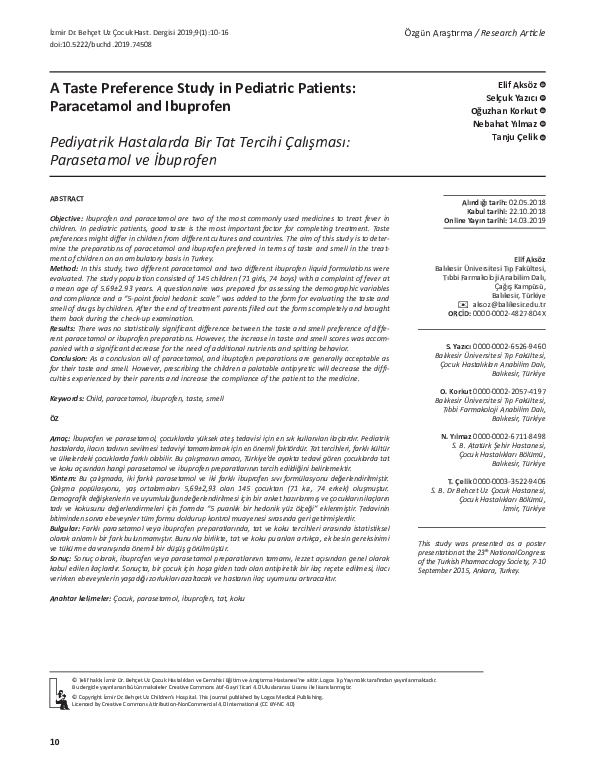 (PDF) A taste preference study in pediatric patients: Paracetamol and ...