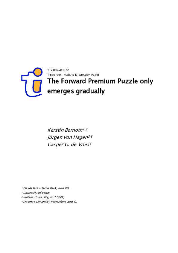 (PDF) The Forward Premium Puzzle Only Emerges Gradually
