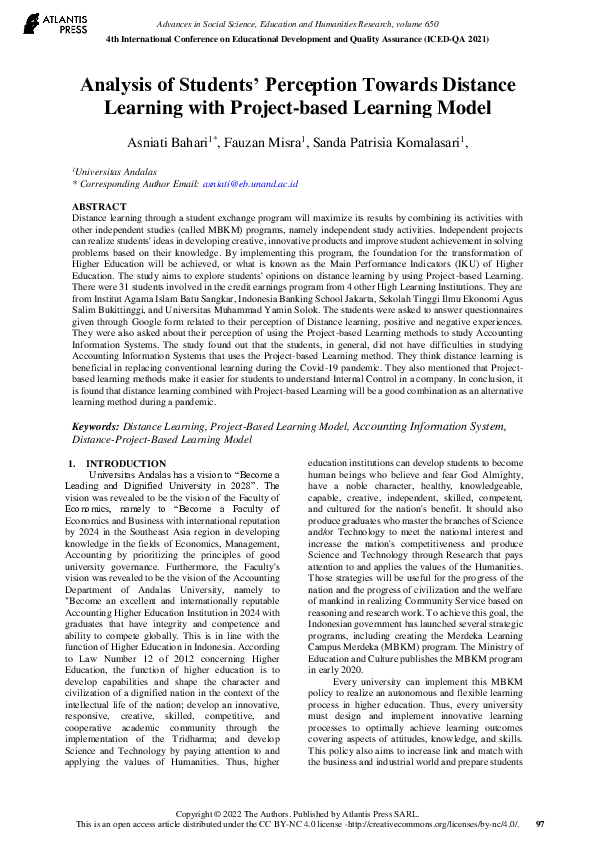 (PDF) Analysis of Students’ Perception Towards Distance Learning with ...