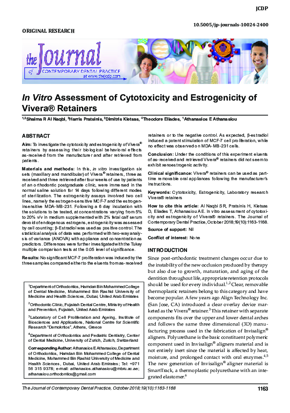 (PDF) In Vitro Assessment of Cytotoxicity and Estrogenicity of Vivera ...