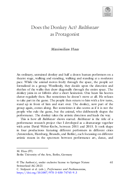 (PDF) Does the Donkey Act? Balthazar as Protagonist