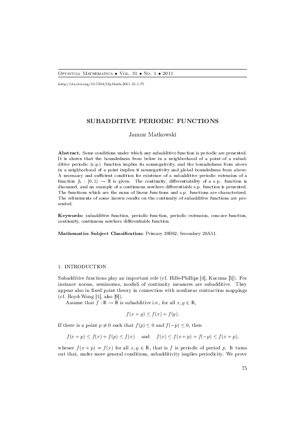 (PDF) Subadditive periodic functions