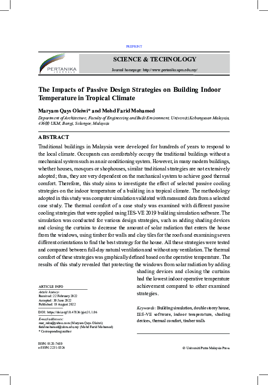 (PDF) The Impacts of Passive Design Strategies on Building Indoor ...