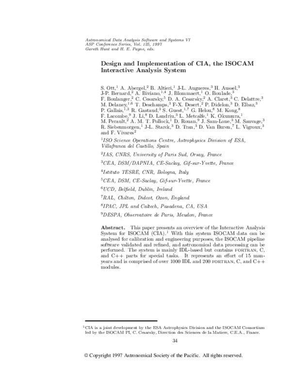 (PDF) Design and implementation of CIA, the ISOCAM interactive analysis ...