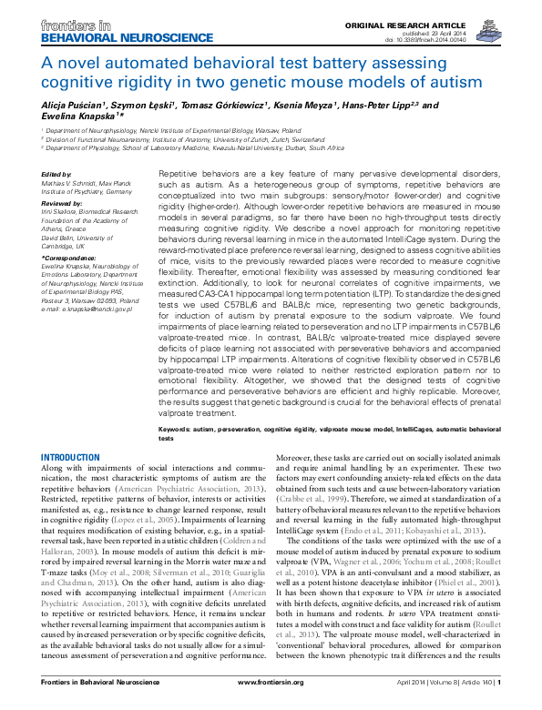 (PDF) A novel automated behavioral test battery assessing cognitive ...