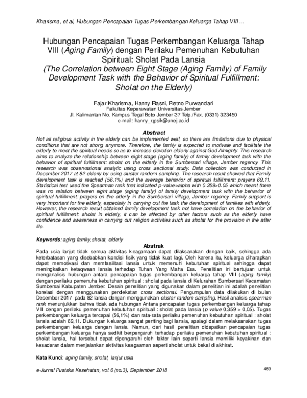 (PDF) Hubungan Pencapaian Tugas Perkembangan Keluarga Tahap VIII (Aging Family) dengan Perilaku ...