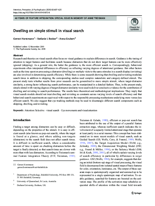 (PDF) Dwelling on simple stimuli in visual search