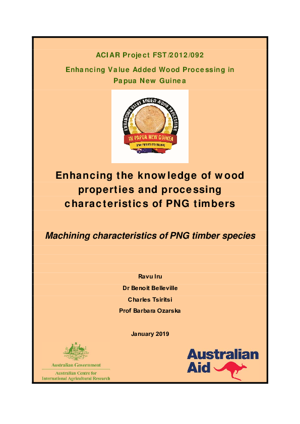 (PDF) Enhancing the knowledge of wood properties and processing characteristics of PNG timbers ...