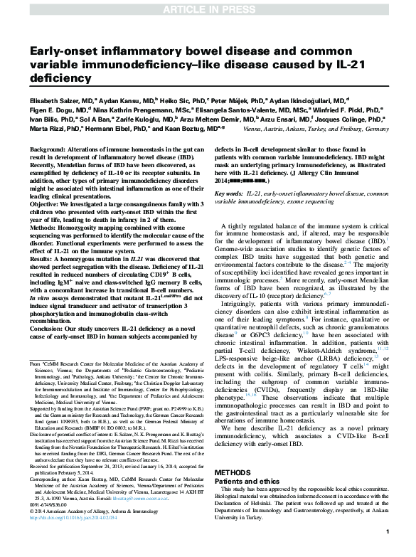 (PDF) Early-onset inflammatory bowel disease and common variable ...