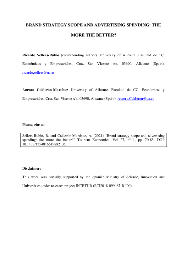 (PDF) Brand strategy scope and advertising spending: The more the better?