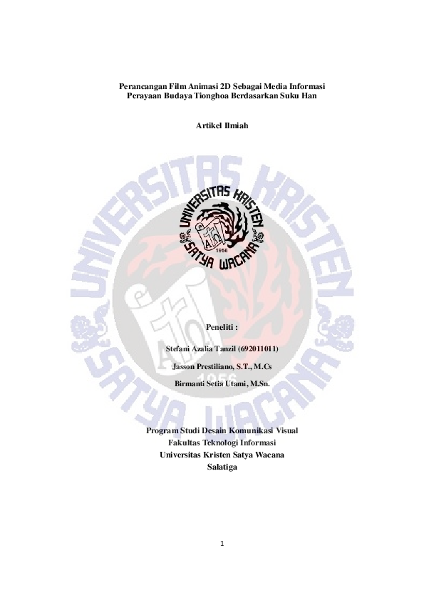 (PDF) Perancangan Film Animasi 2D sebagai Media Informasi Perayaan ...