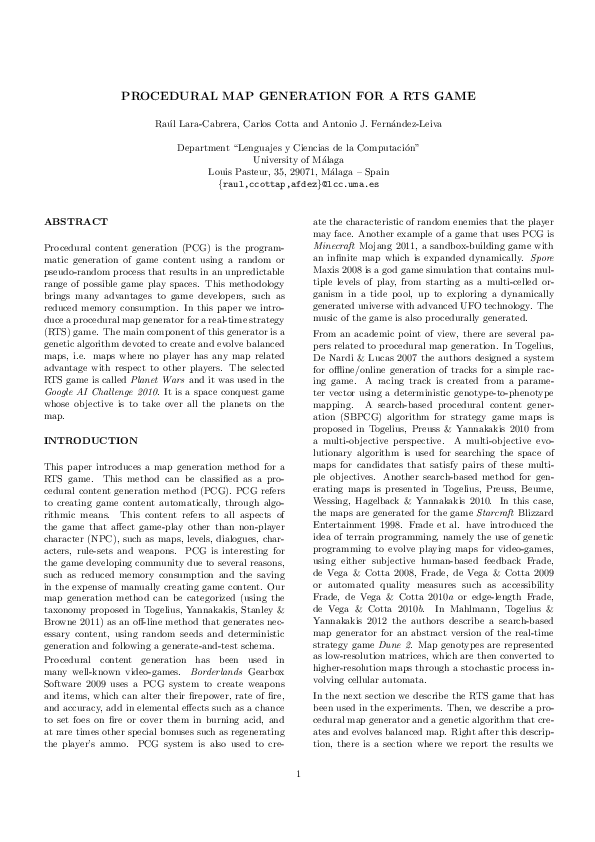 (PDF) Procedural Map Generation for a RTS Game