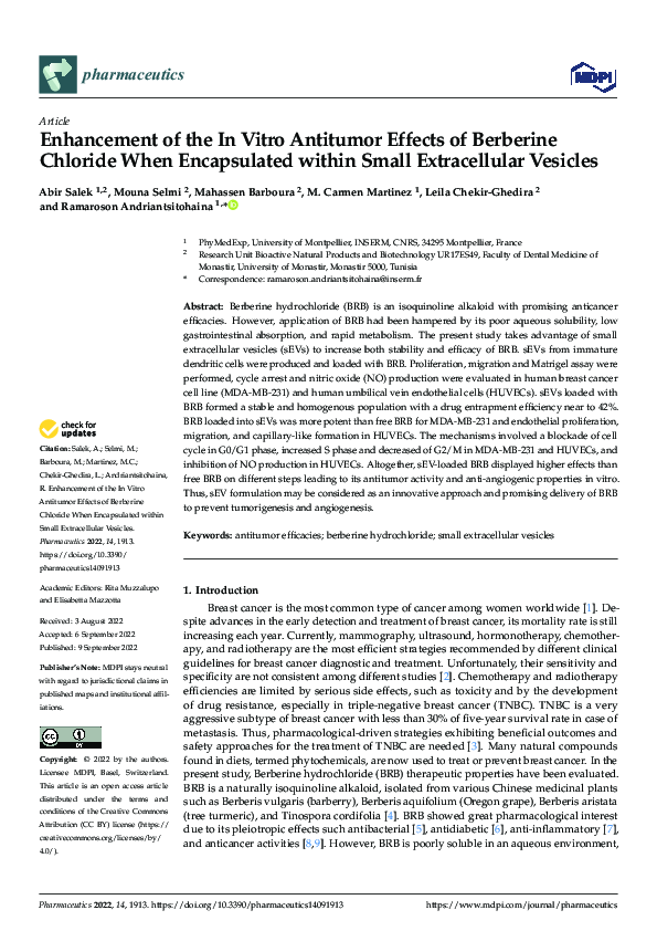 (PDF) Enhancement of the In Vitro Antitumor Effects of Berberine ...