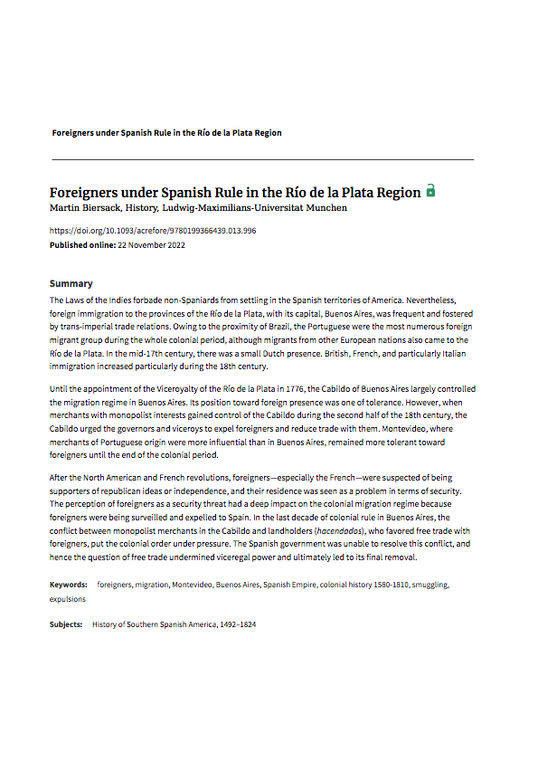 (PDF) Foreigners under Spanish Rule in the Río de la Plata Region