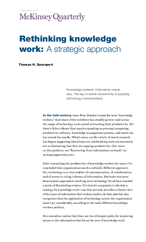 (PDF) Rethinking knowledge work: A strategic approach