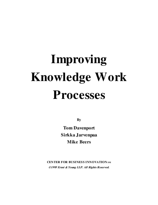 (PDF) Improving Knowledge Worker Performance