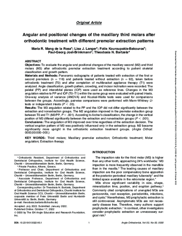 (PDF) Angular and positional changes of the maxillary third molars ...