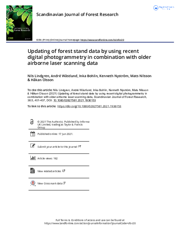 Pdf Updating Of Forest Stand Data By Using Recent Digital