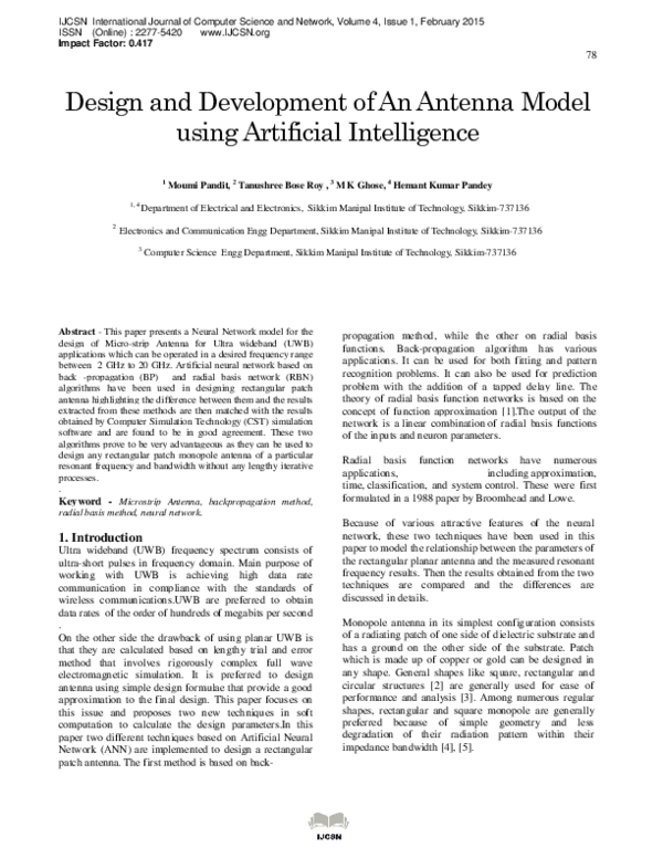 (PDF) Design and Development of An Antenna Model using Artificial ...