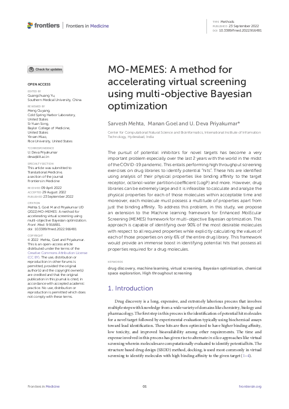 (PDF) MO-MEMES: A method for accelerating virtual screening using multi ...