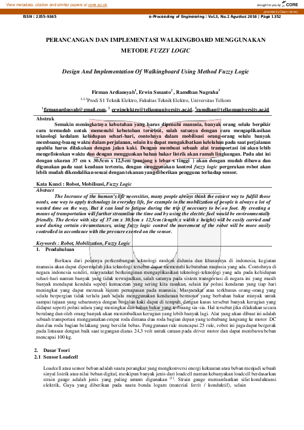(PDF) Perancangan Dan Implementasi Walkingboard Menggunakan Metode Fuzzy Logic