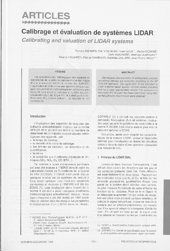 (PDF) Calibrage et évaluation de systèmes LIDAR
