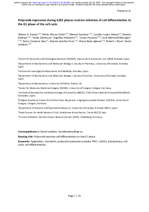 (PDF) Polycomb repression during S/G2 phases restrain initiation of ...