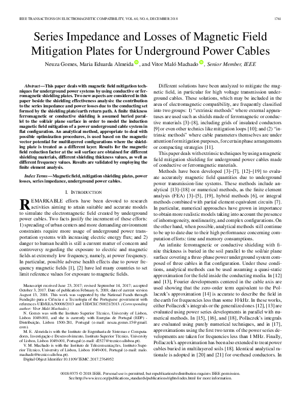 (PDF) Series Impedance and Losses of Magnetic Field Mitigation Plates ...
