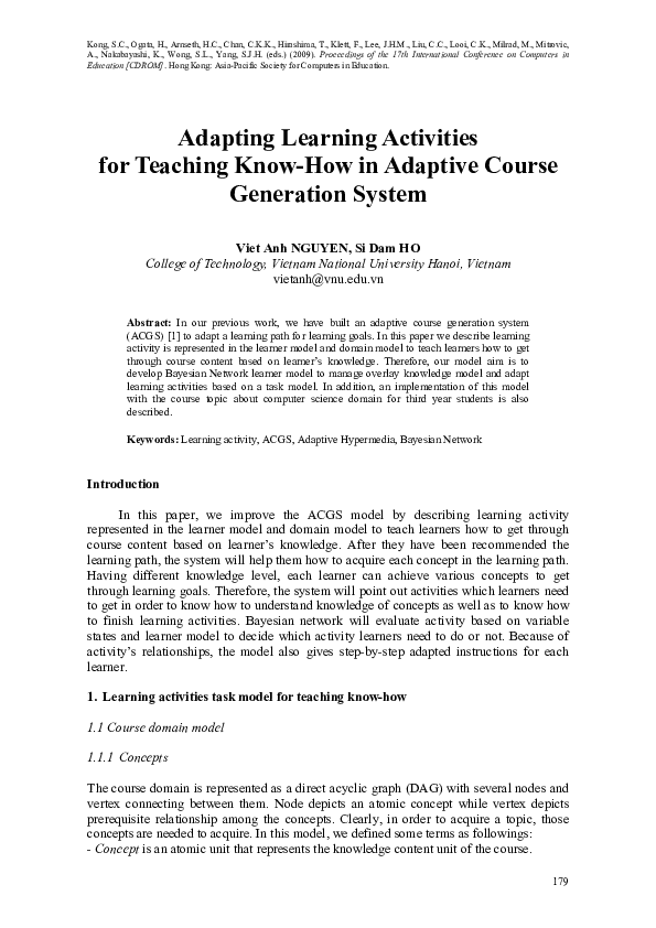 (PDF) Adapting Learning Activities for Teaching Know-How in Adaptive ...