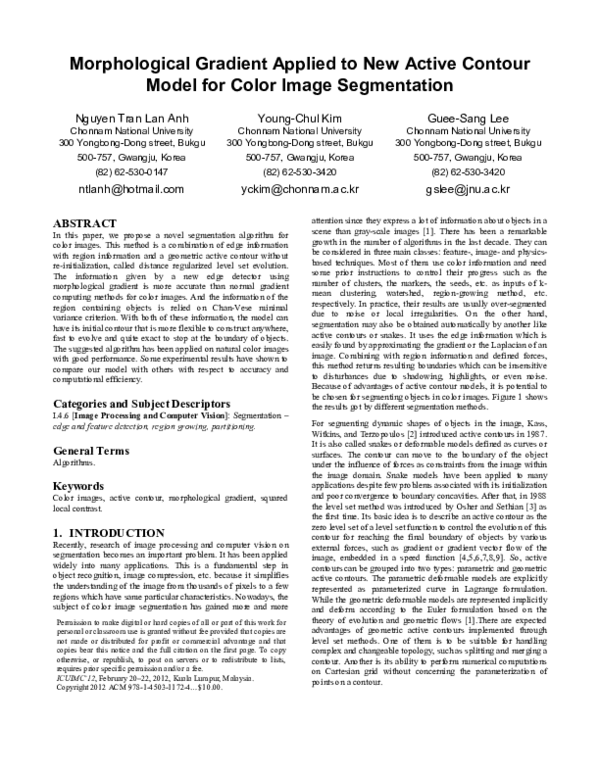 (PDF) Morphological gradient applied to new active contour model for color image segmentation ...