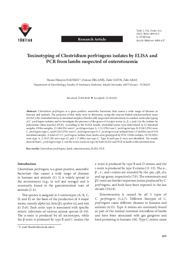 (PDF) Toxinotyping of Clostridium perfringens isolates by ELISA and PCR ...