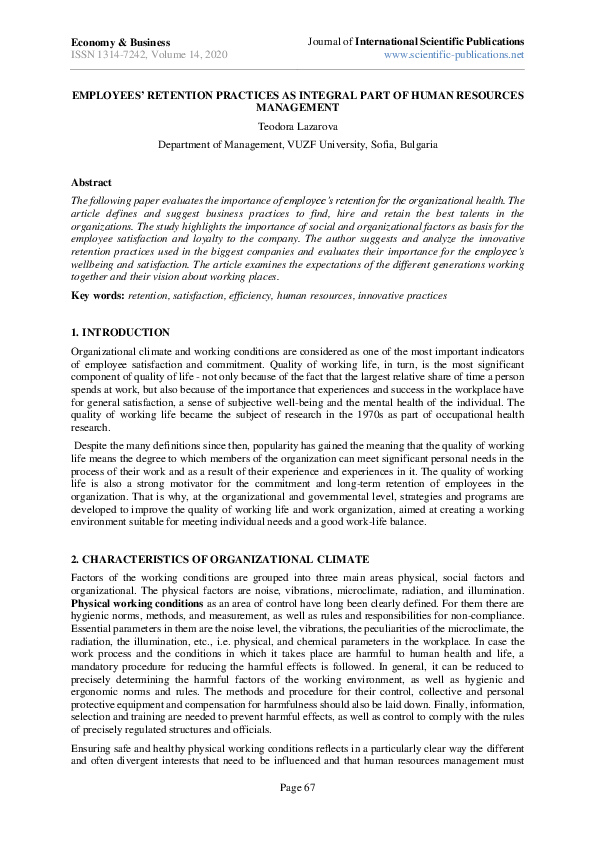 (PDF) Employees’ Retention Practices as Integral Part of Human ...