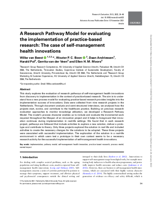 (PDF) A Research Pathway Model for evaluating the implementation of practice-based research: The ...