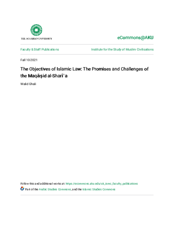 (PDF) The Objectives of Islamic Law: The Promises and Challenges of the ...