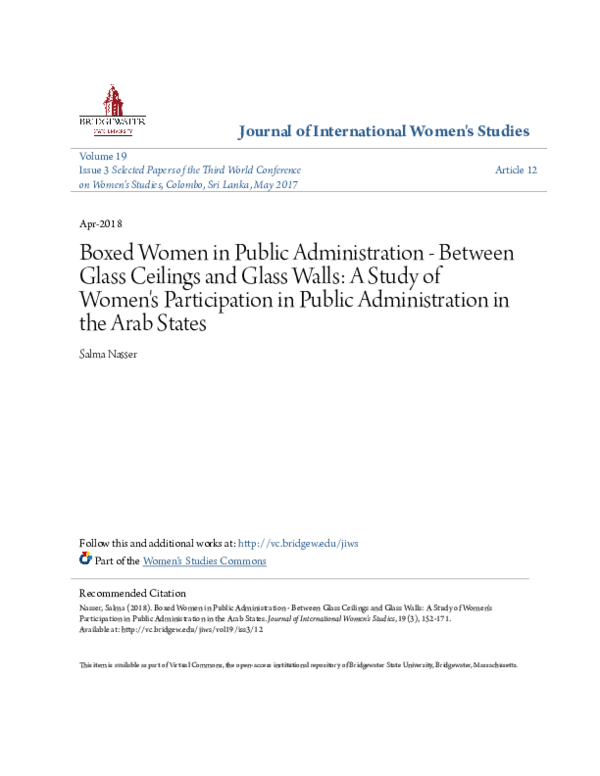 Boxed Women in Public Administration - Between Glass Ceilings and Glass ...