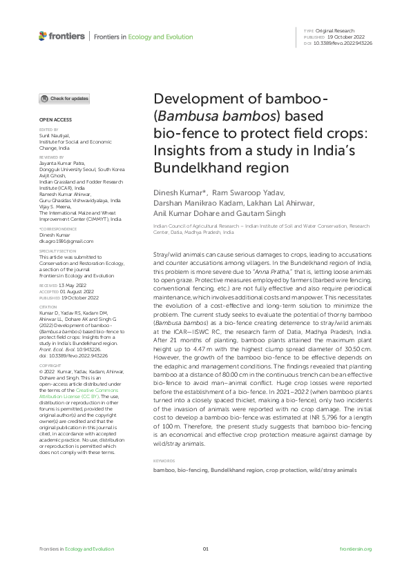 (PDF) Development of bamboo- (Bambusa bambos) based bio-fence to ...