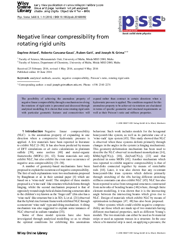 (PDF) Negative Linear Compressibility from Rigid Unit Rotation