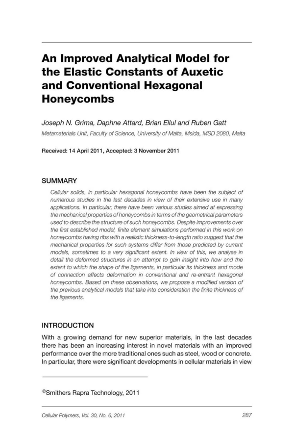 (PDF) An Improved Analytical Model for the Elastic Constants of Auxetic ...