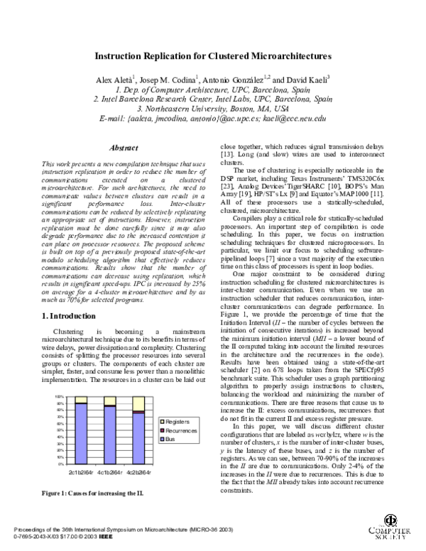 (PDF) Instruction replication for clustered microarchitectures