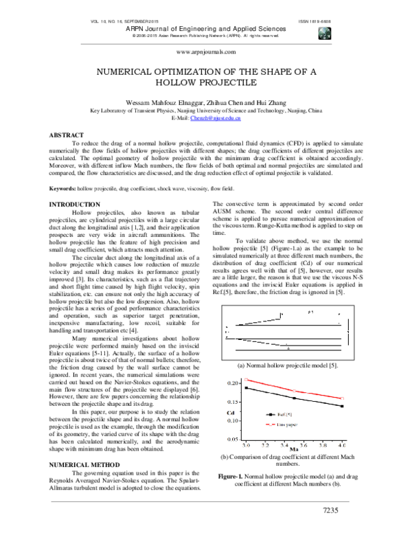 (PDF) Numerical Optimization of the Shape of a Hollow Projectile